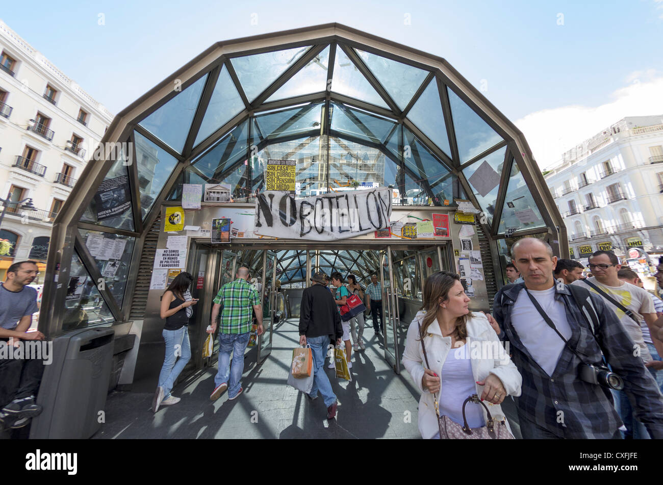Puerta del Sol square during 15M social protest. Spanish revolution ...