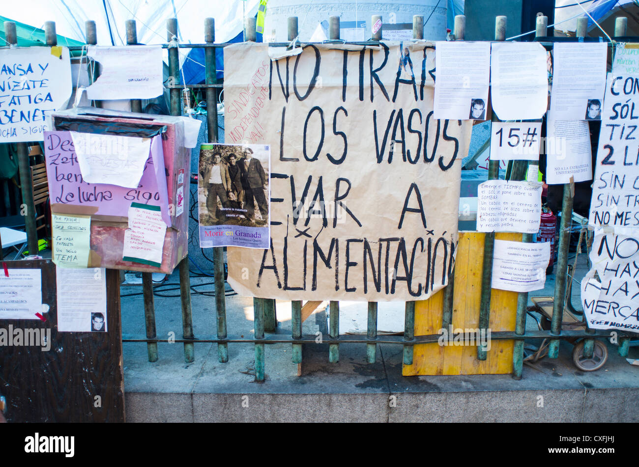 Puerta del Sol square during 15M social protest. Spanish revolution ...