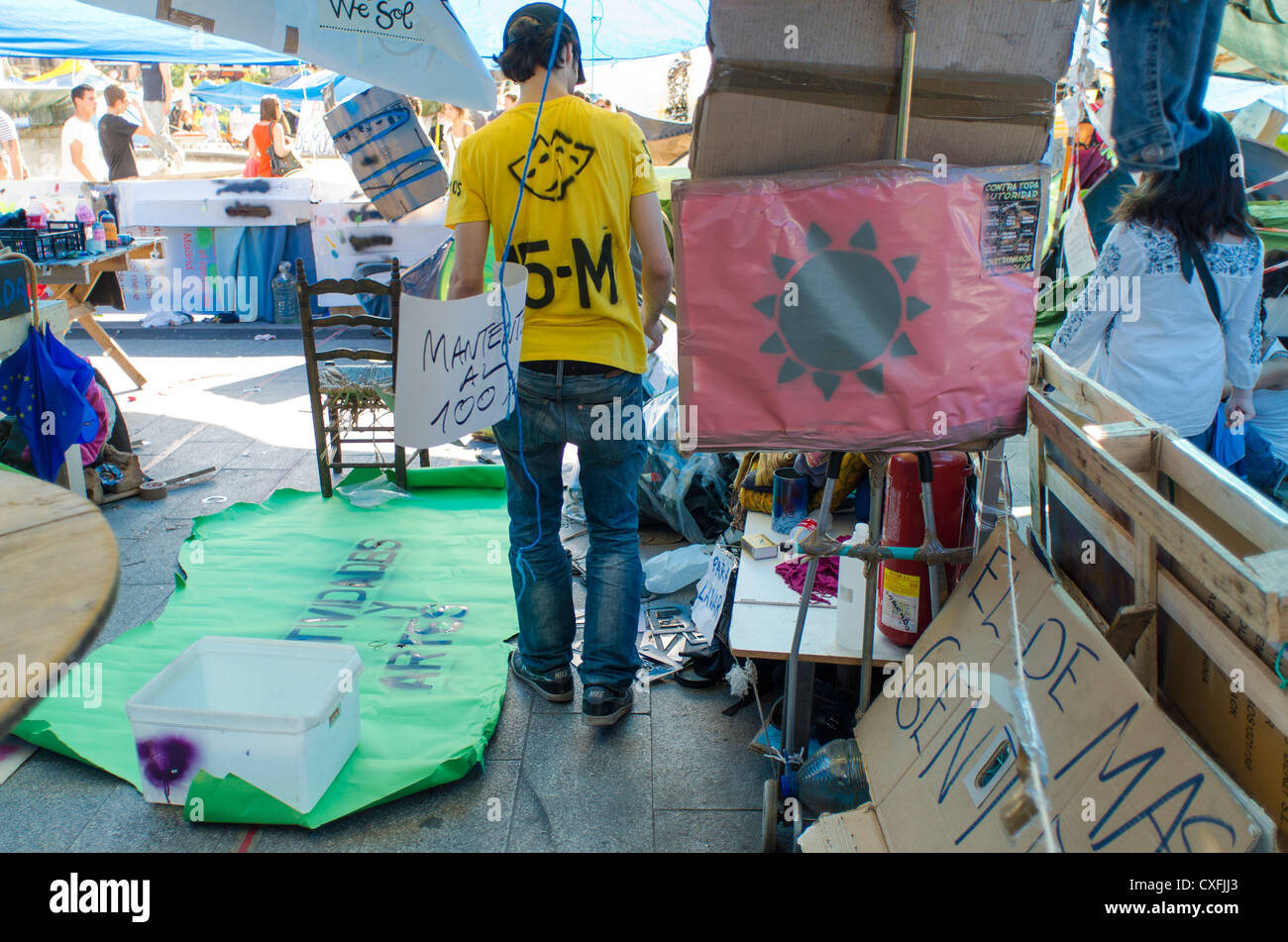 Puerta del Sol square during 15M social protest. Spanish revolution ...