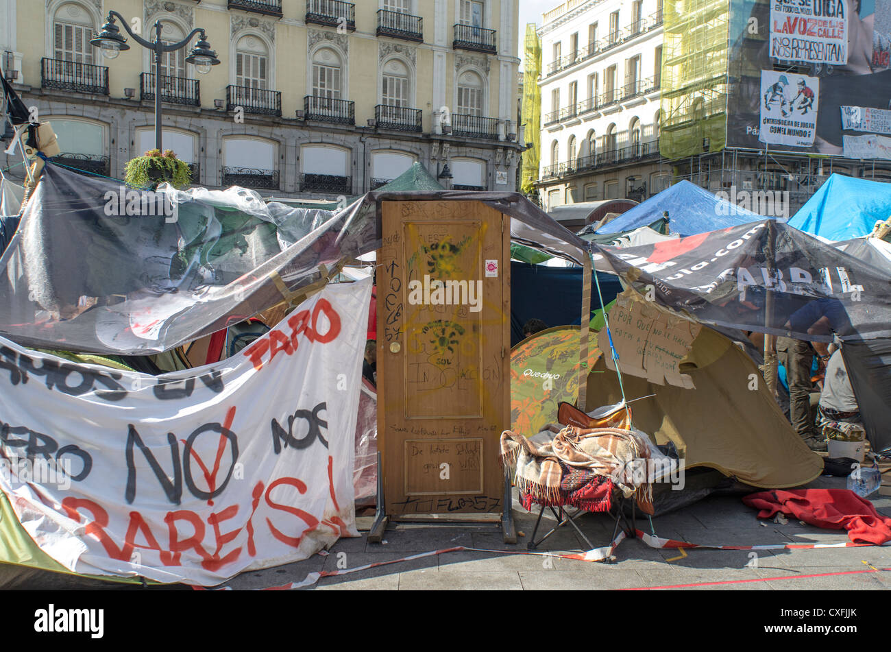 Puerta del Sol square during 15M social protest. Spanish revolution ...
