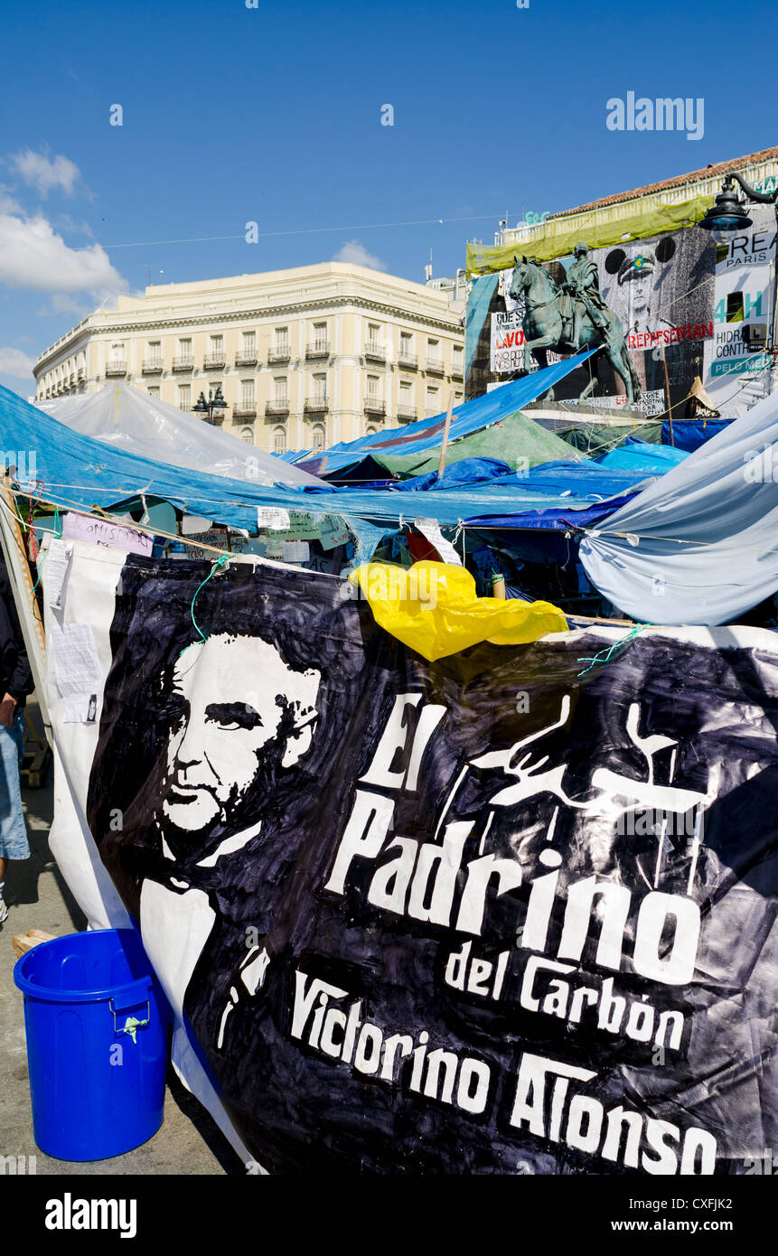 Puerta del Sol square during 15M social protest. Spanish revolution ...