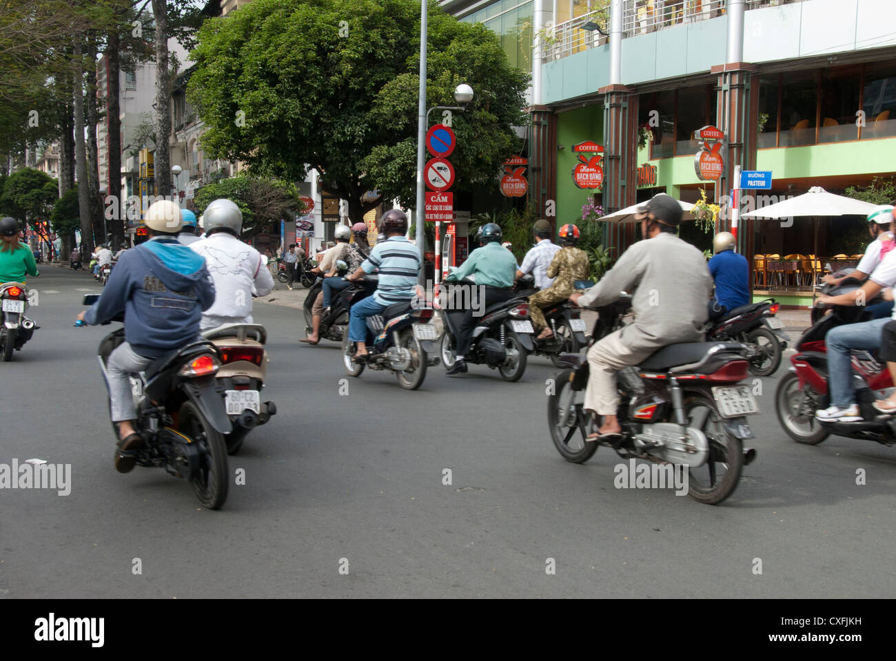 Motorcycles in street, Ho Chi Minh City, Saigon, Vietnam, South-East ...