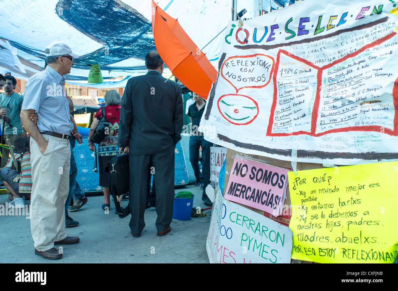 Puerta del Sol square during 15M social protest. Spanish revolution ...