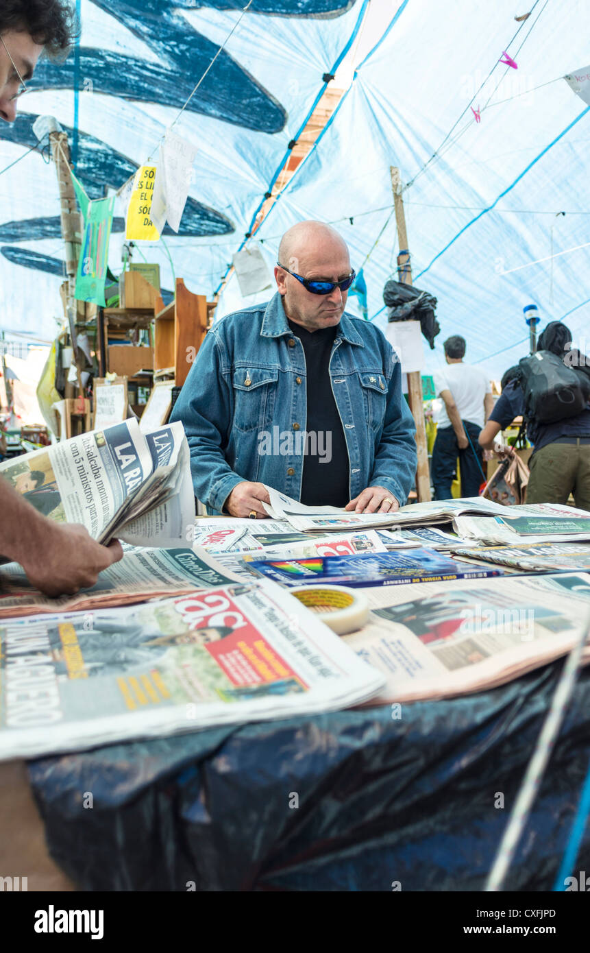 Puerta del Sol square during 15M social protest. Spanish revolution ...