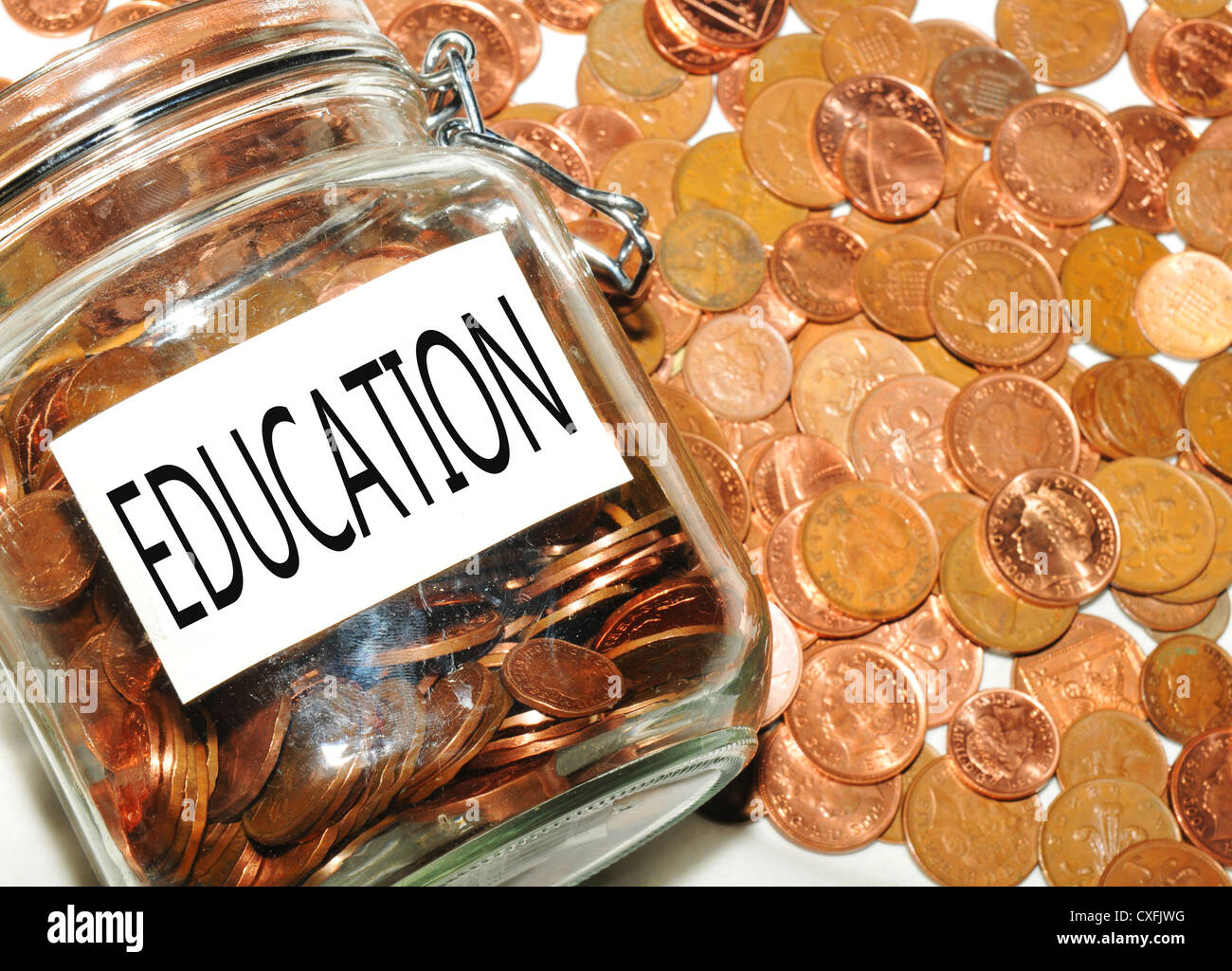 Education fund concept with jar of money Stock Photo - Alamy