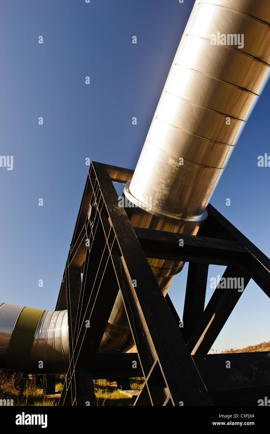 electric power plant chimneys with sky blu' Stock Photo - Alamy