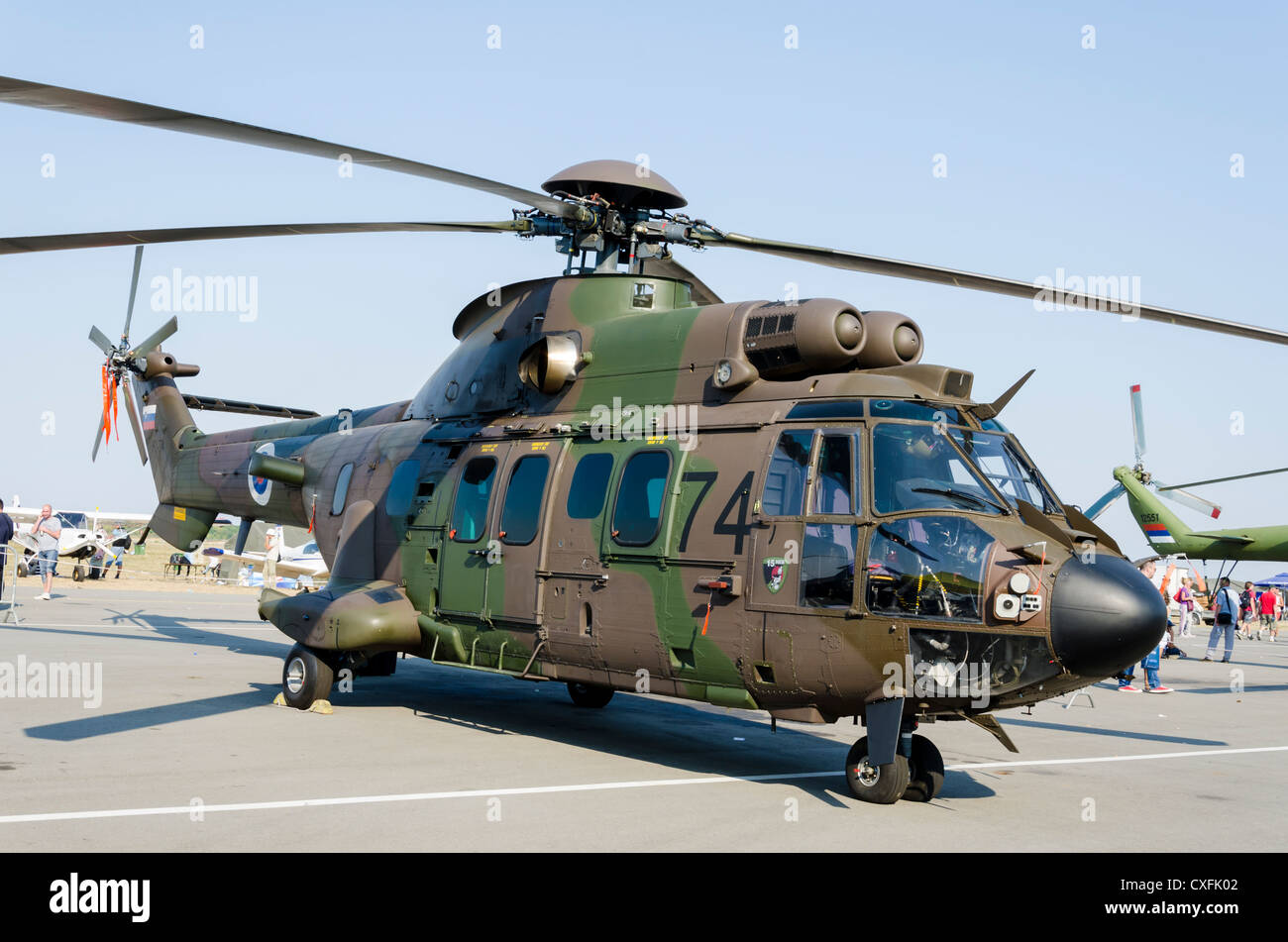 Helicopter Eurocopter AS532 cougar on the Airshow Batajnica 2012 in ...