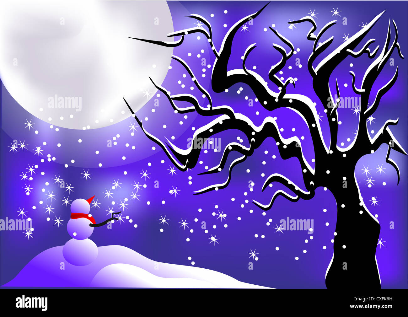 winter night sky with a moon Stock Photo - Alamy