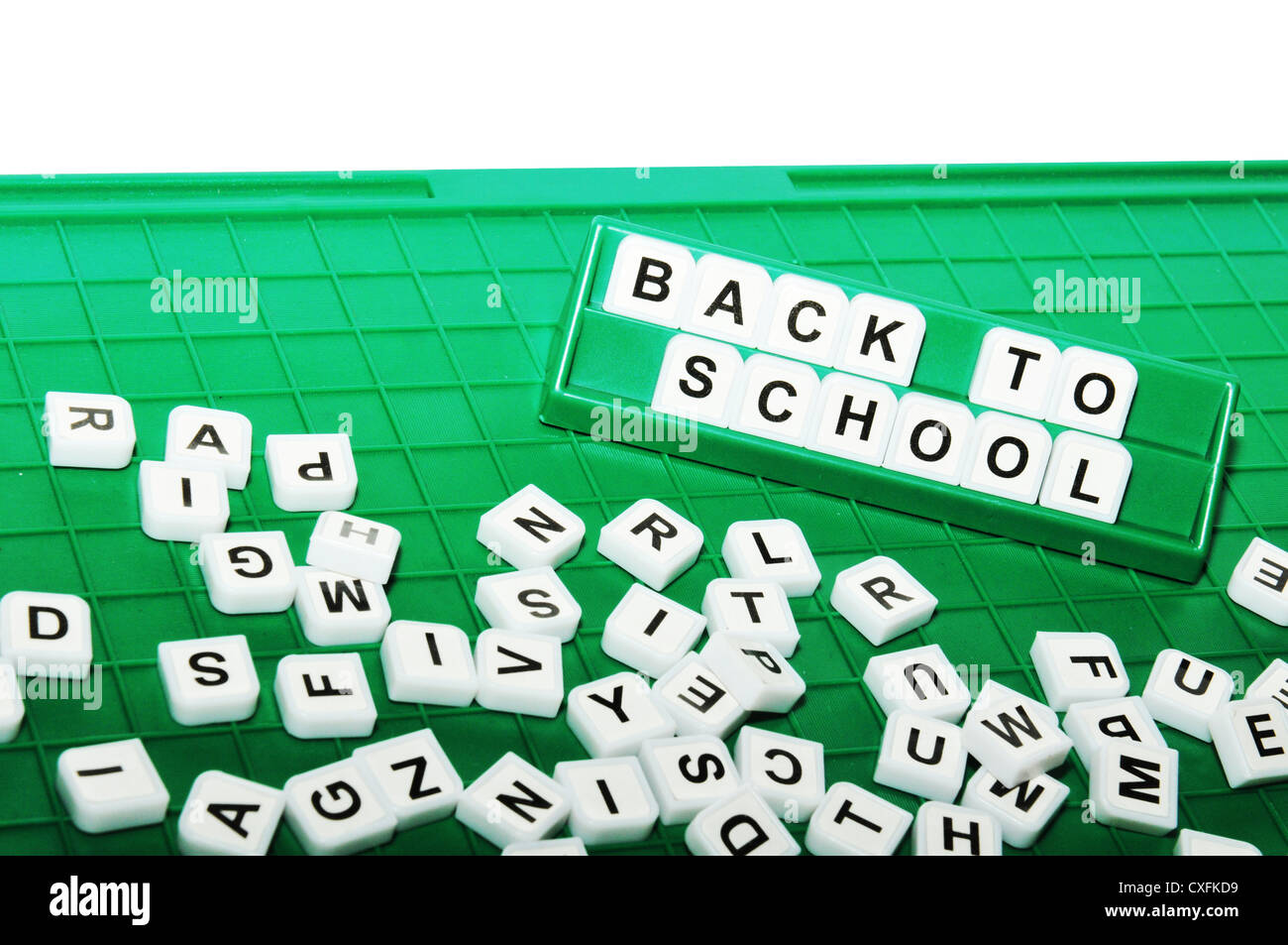 Back to school concept with letters on board game Stock Photo - Alamy