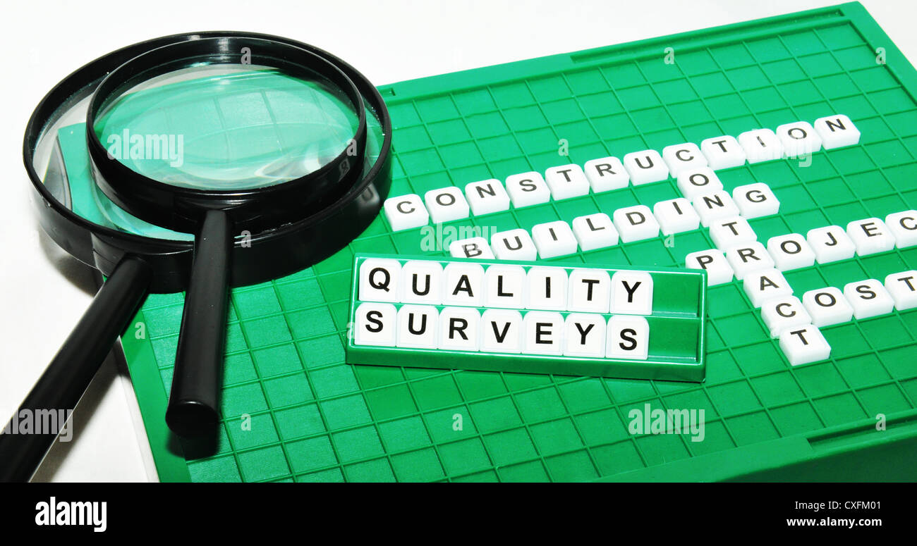 Quality concept with letters on game board Stock Photo - Alamy