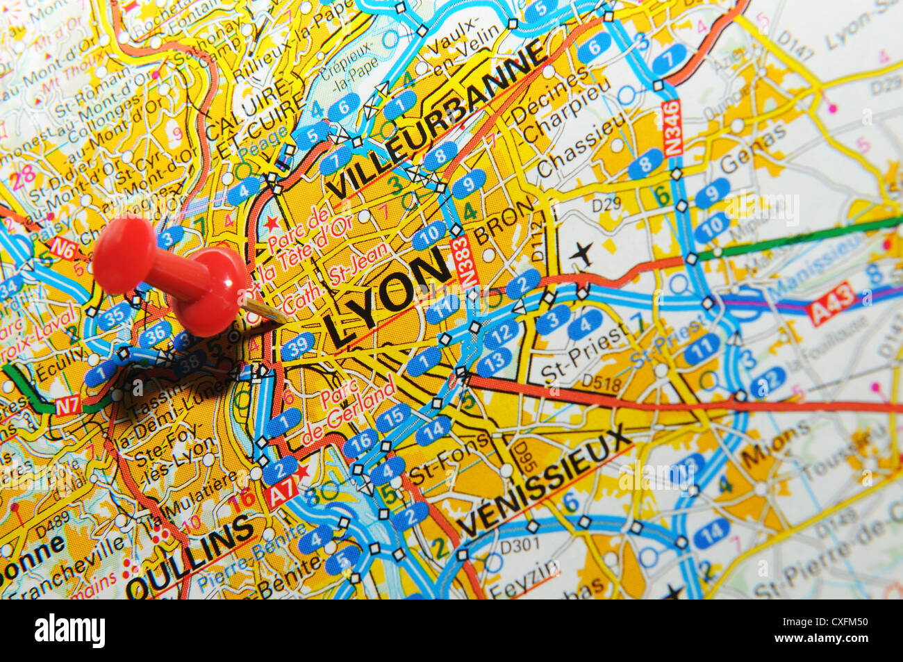 Lyon france city map hi-res stock photography and images - Alamy