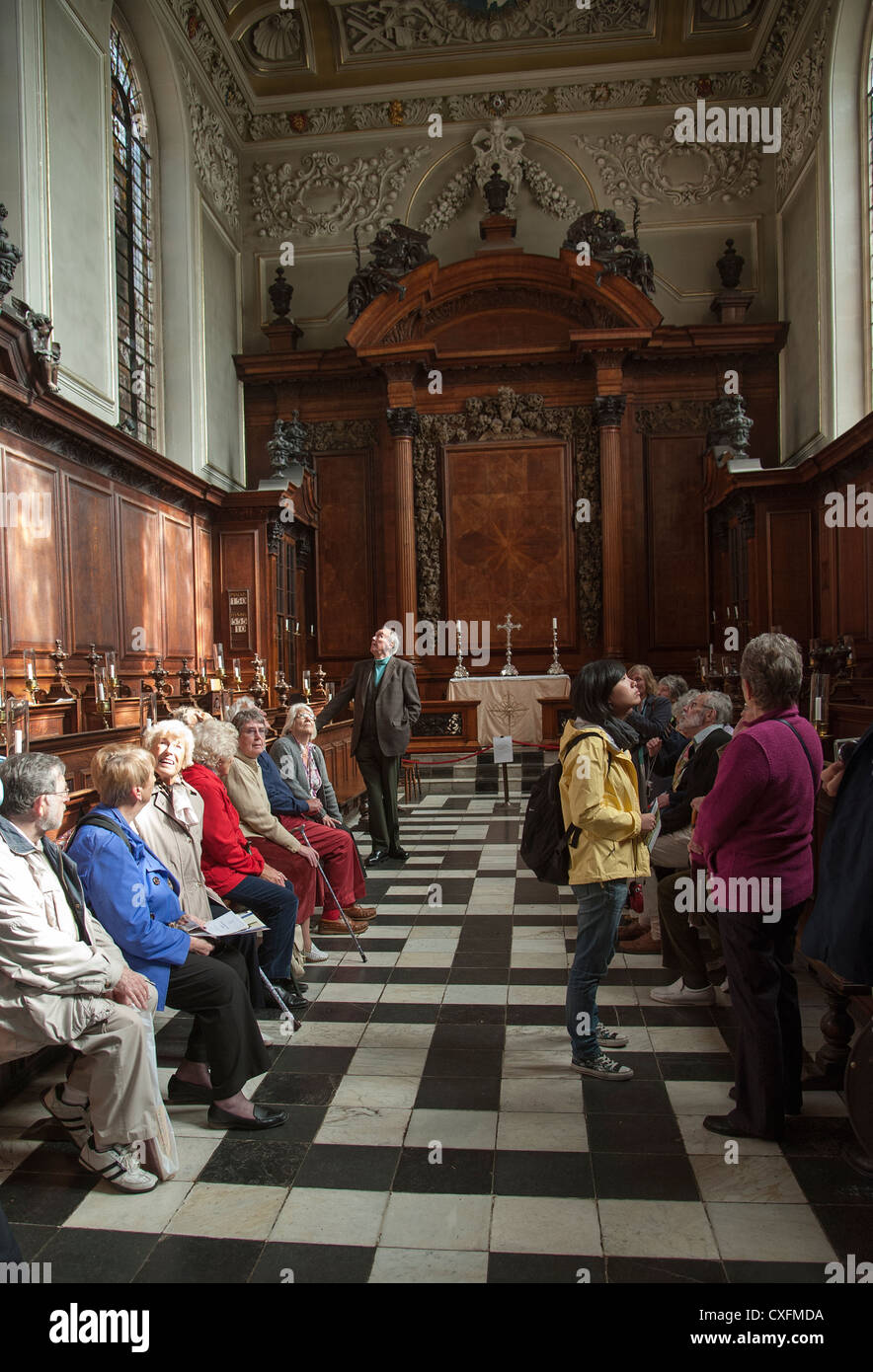 Trinity College Oxford England UK The Chapel with tour group visiting ...