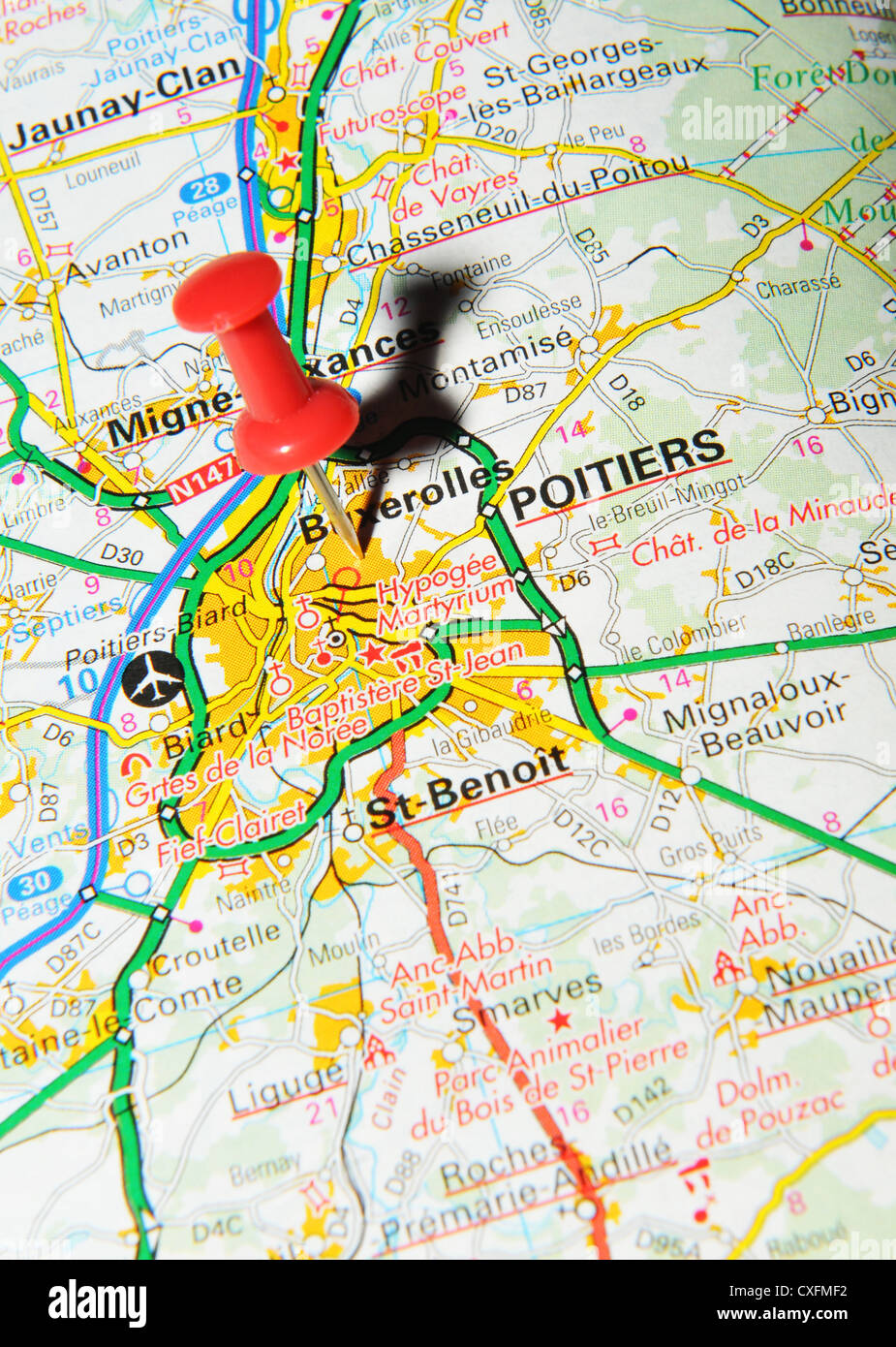 Potiers (France) on map Stock Photo - Alamy