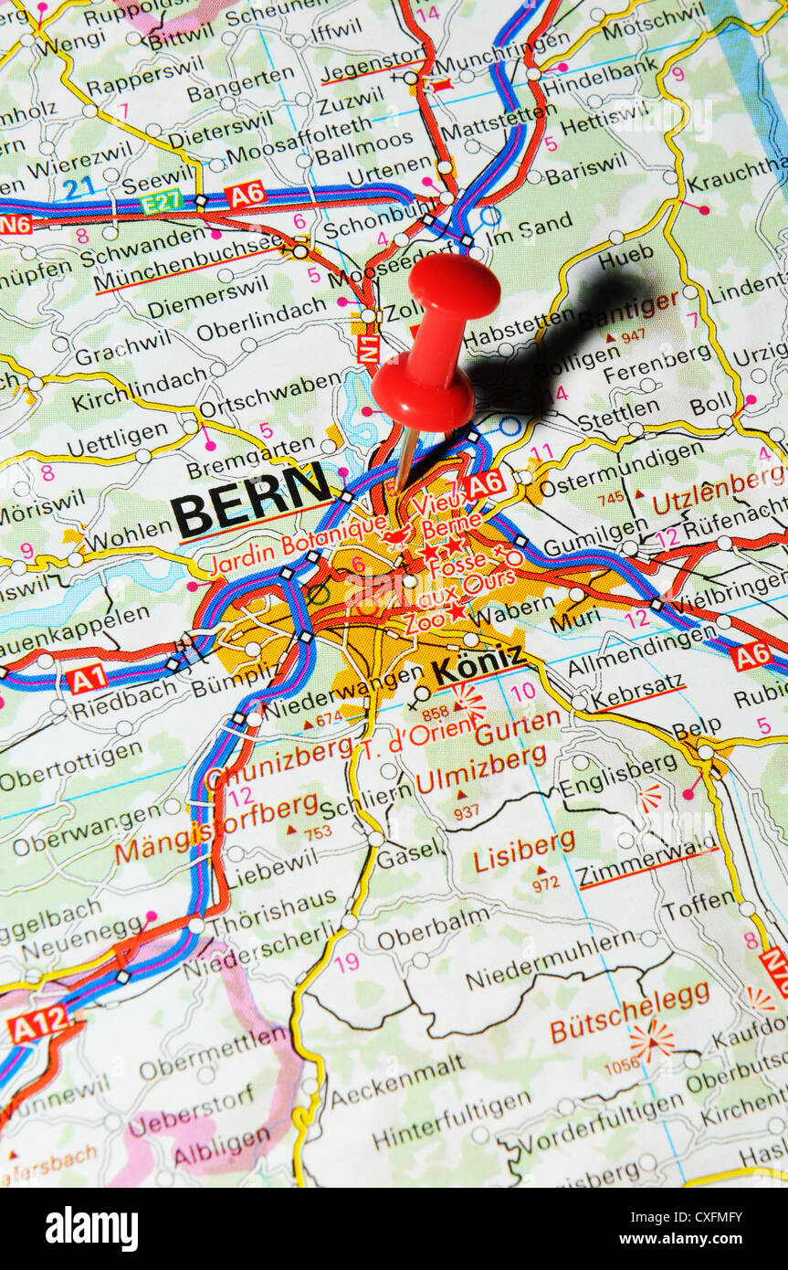 Bern on map Stock Photo - Alamy