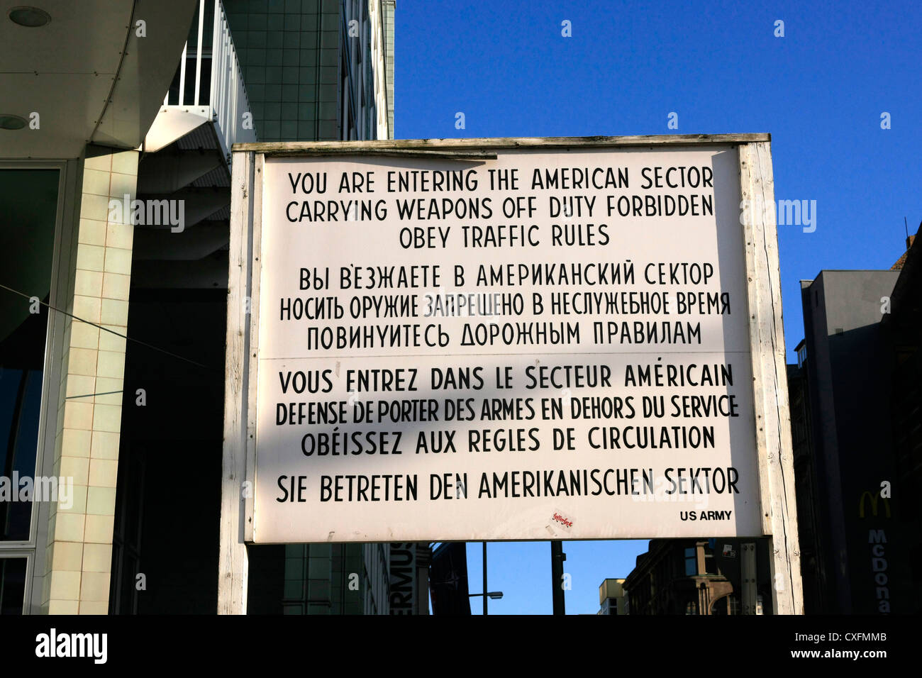 The famous Checkpoint Charlie Sign from the Russian side in Berlin ...