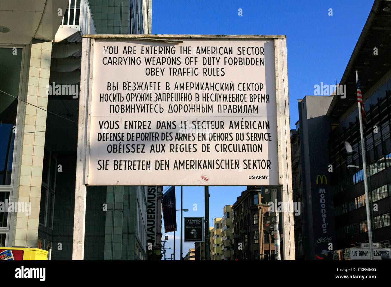 The famous Checkpoint Charlie Sign from the Russian side in Berlin ...