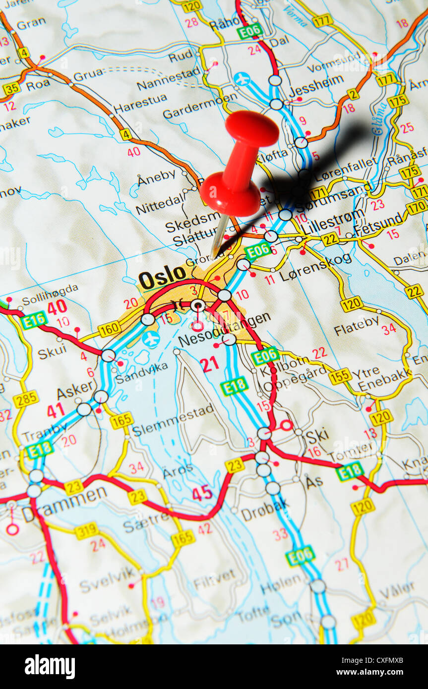 Oslo on map Stock Photo - Alamy