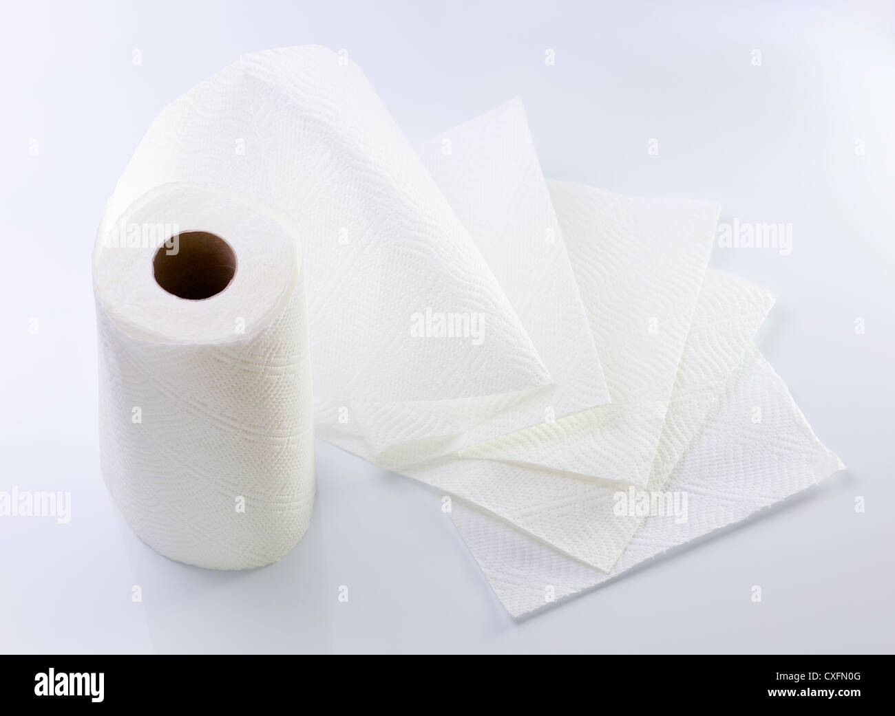 White paper towel on a white reflective background Stock Photo - Alamy