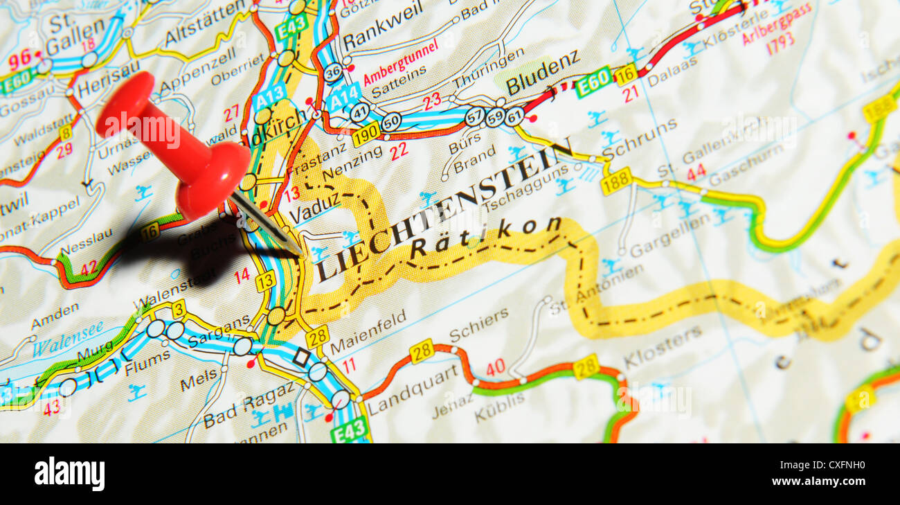 Liechtenstein on map Stock Photo - Alamy