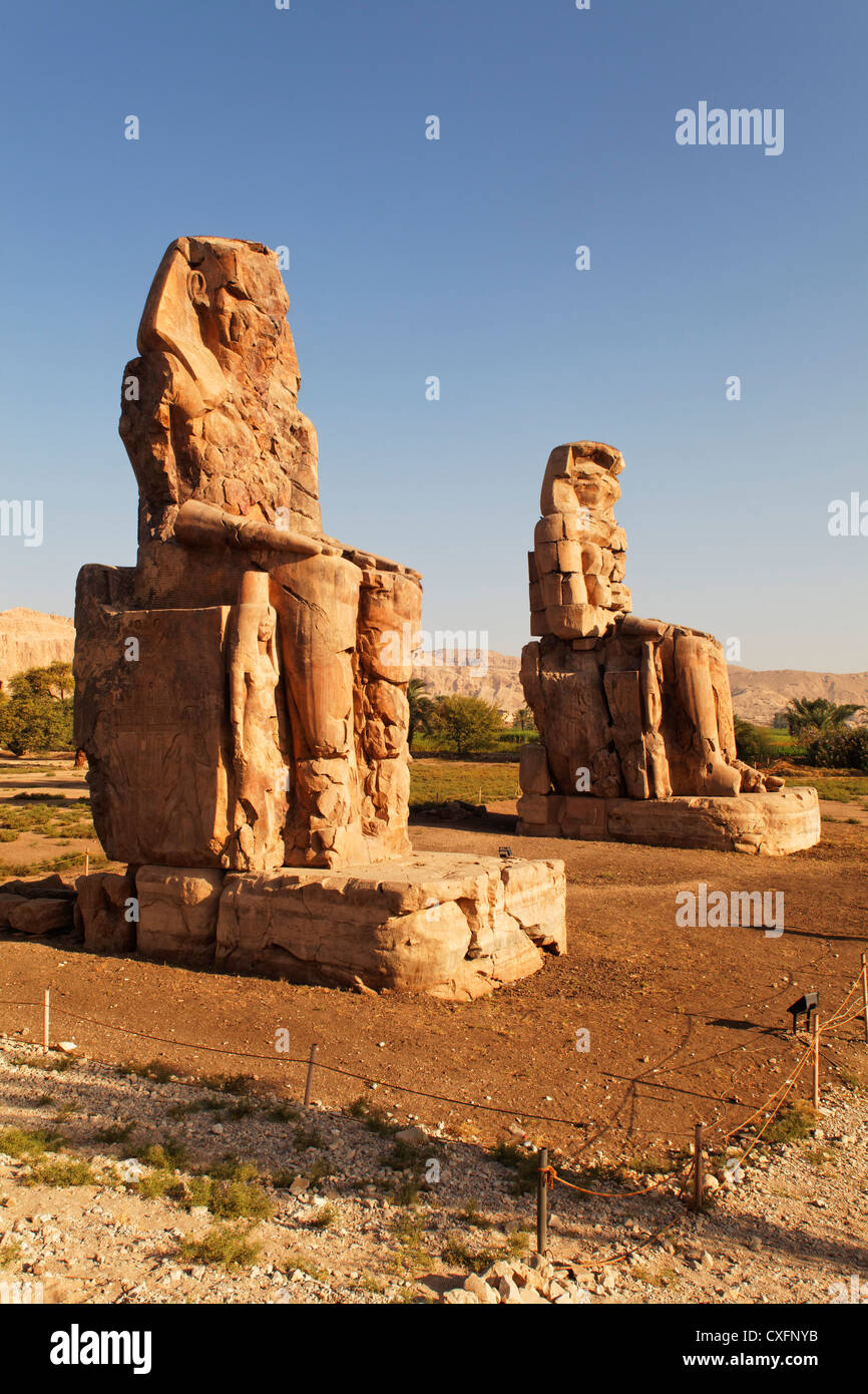 Colossi of Memnon, Luxor, west bank, Egypt, Africa Stock Photo - Alamy