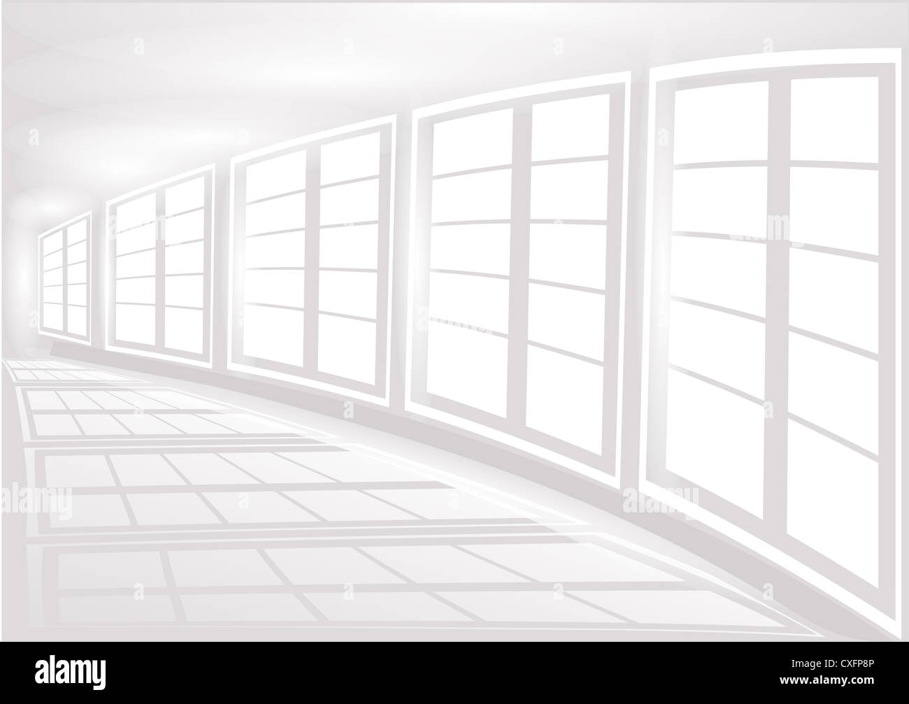 white interior with the white large windows Stock Photo - Alamy