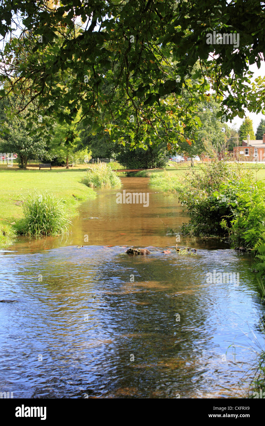 The Tilling Bourne river at Abinger Hammer near Dorking Surrey England ...