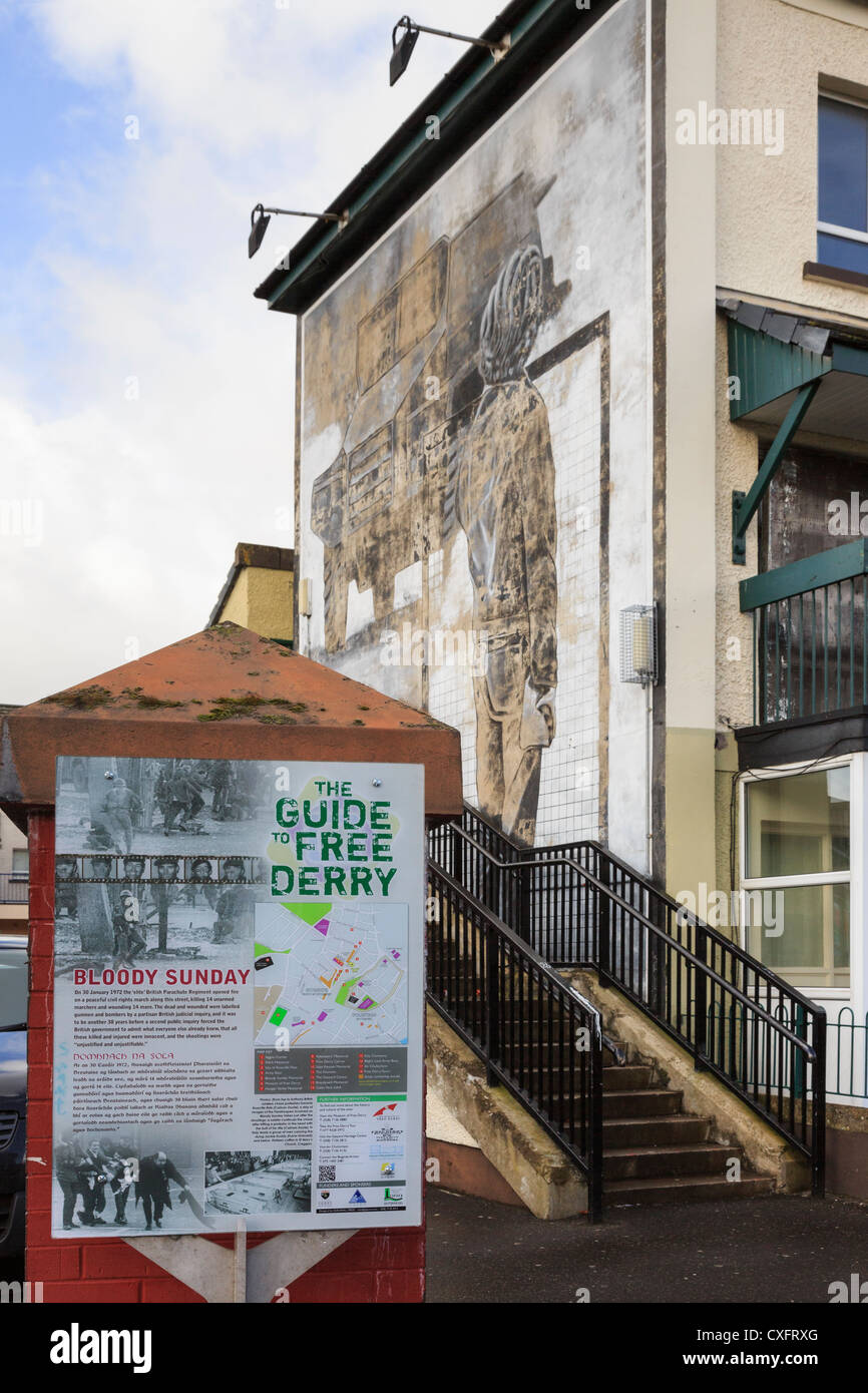 Free Derry information board in Rossville Street, Bogside, Derry, Co ...
