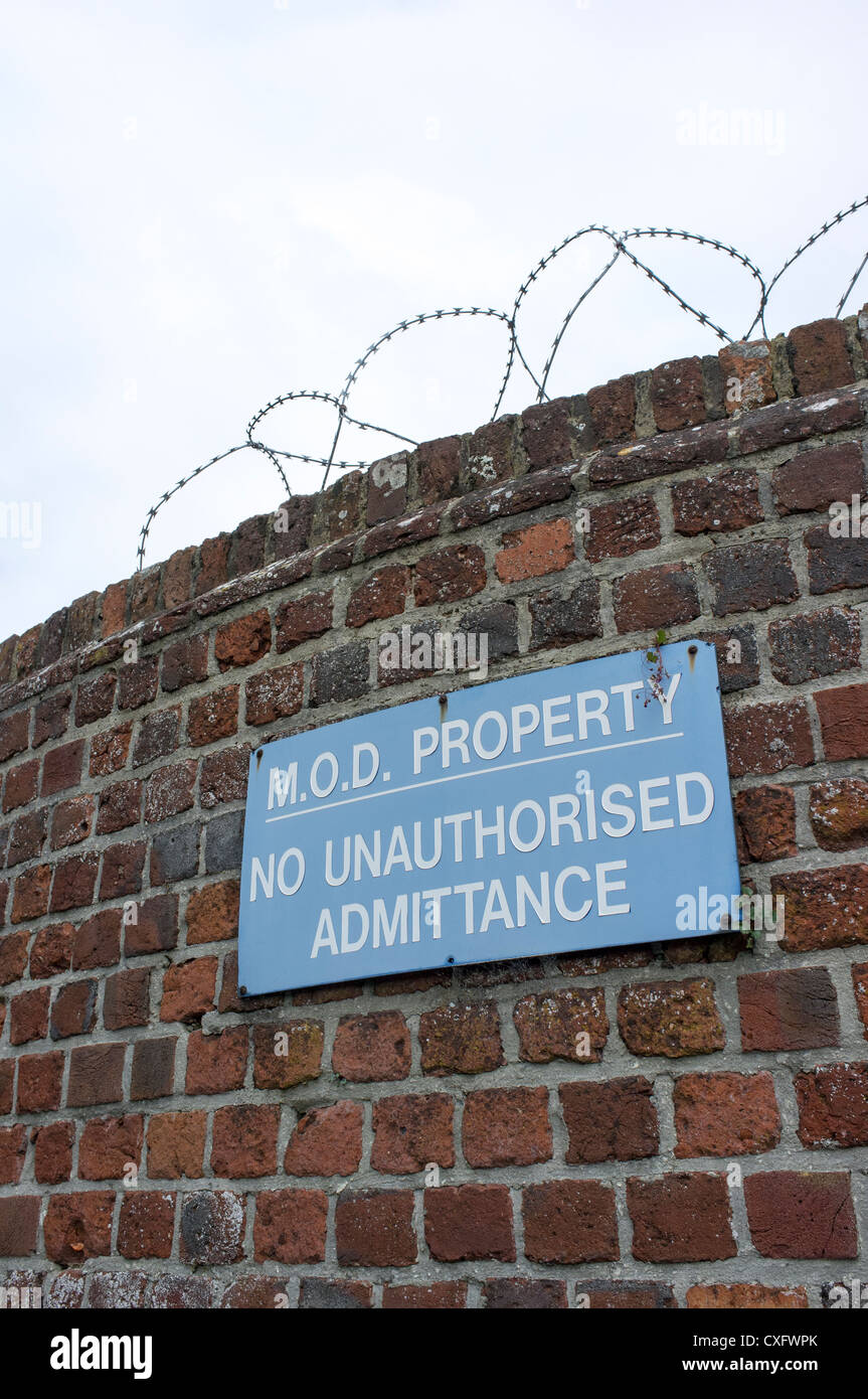 MOD property sign. Ministry of Defence no unauthorised admittance. No ...