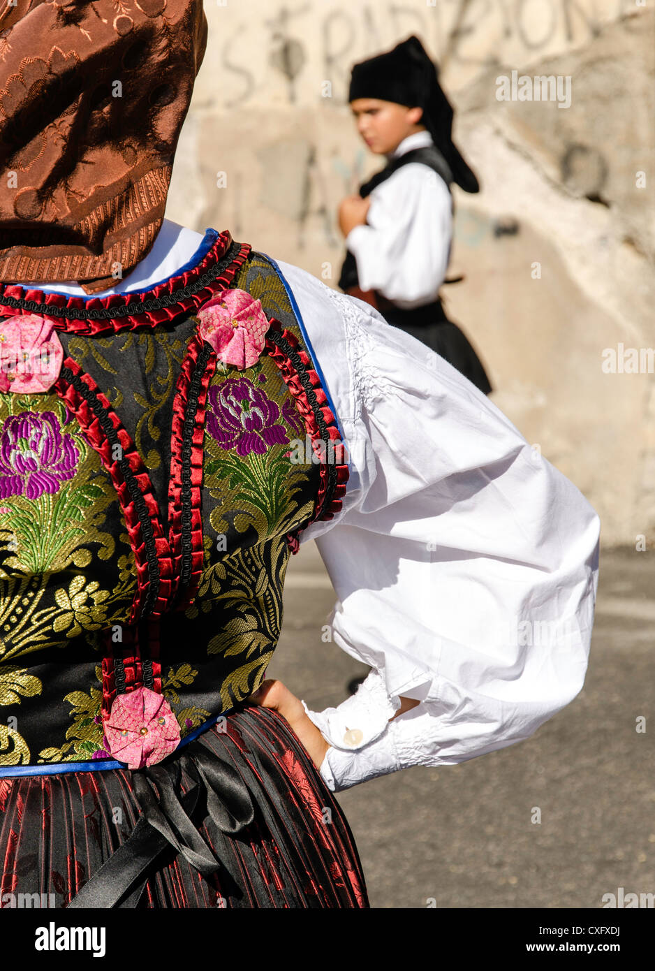 Traditional Sardinian costume at the religious feast Sagra del ...