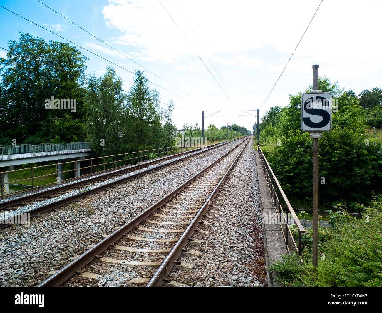 Railway line distance horizon Denmark Stock Photo - Alamy