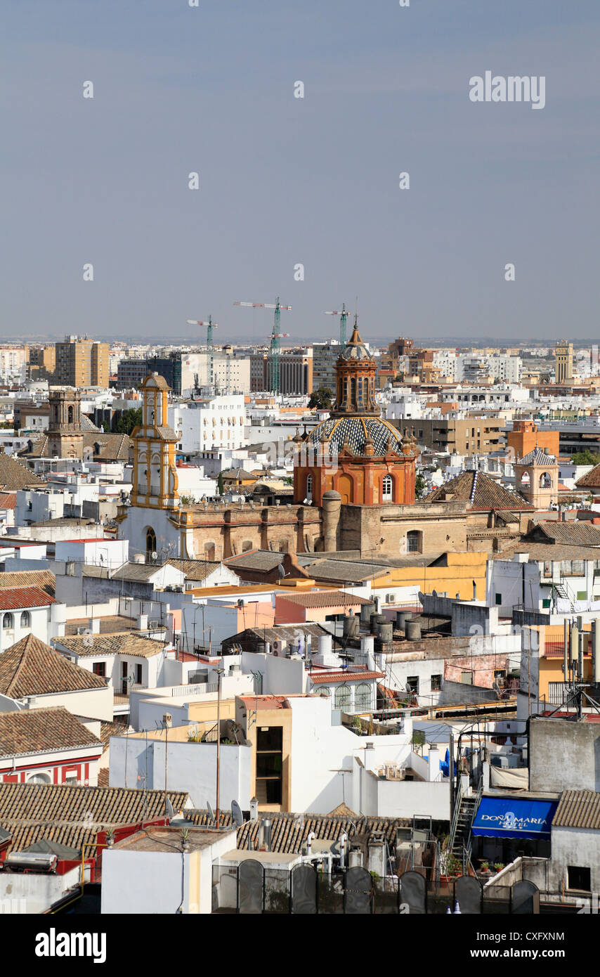 Aerial view of the rooftops of Seville Spain from the Giralda Tower ...
