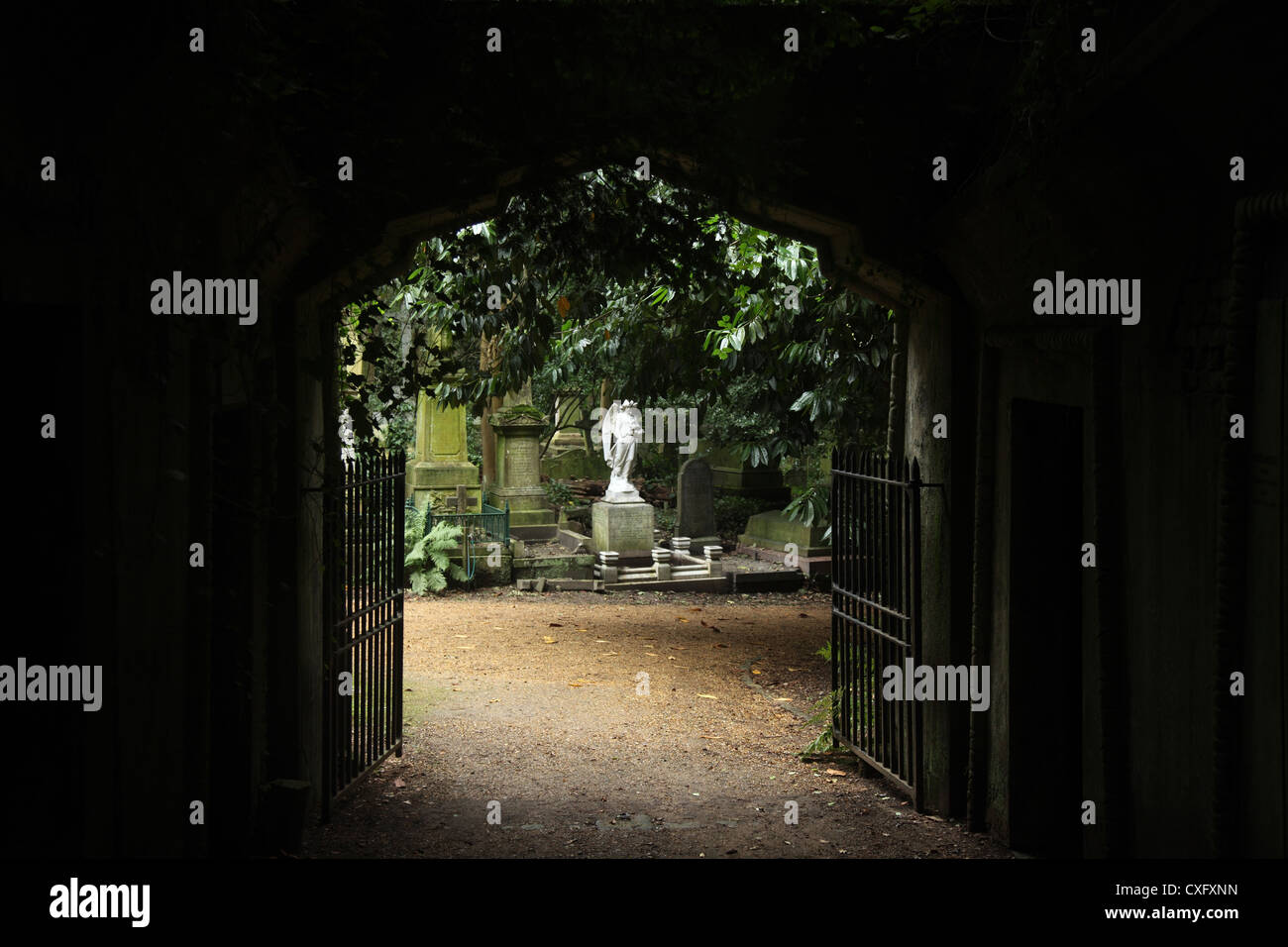 Egyptian Gate at the Highgate Cemetery West in London England Stock ...