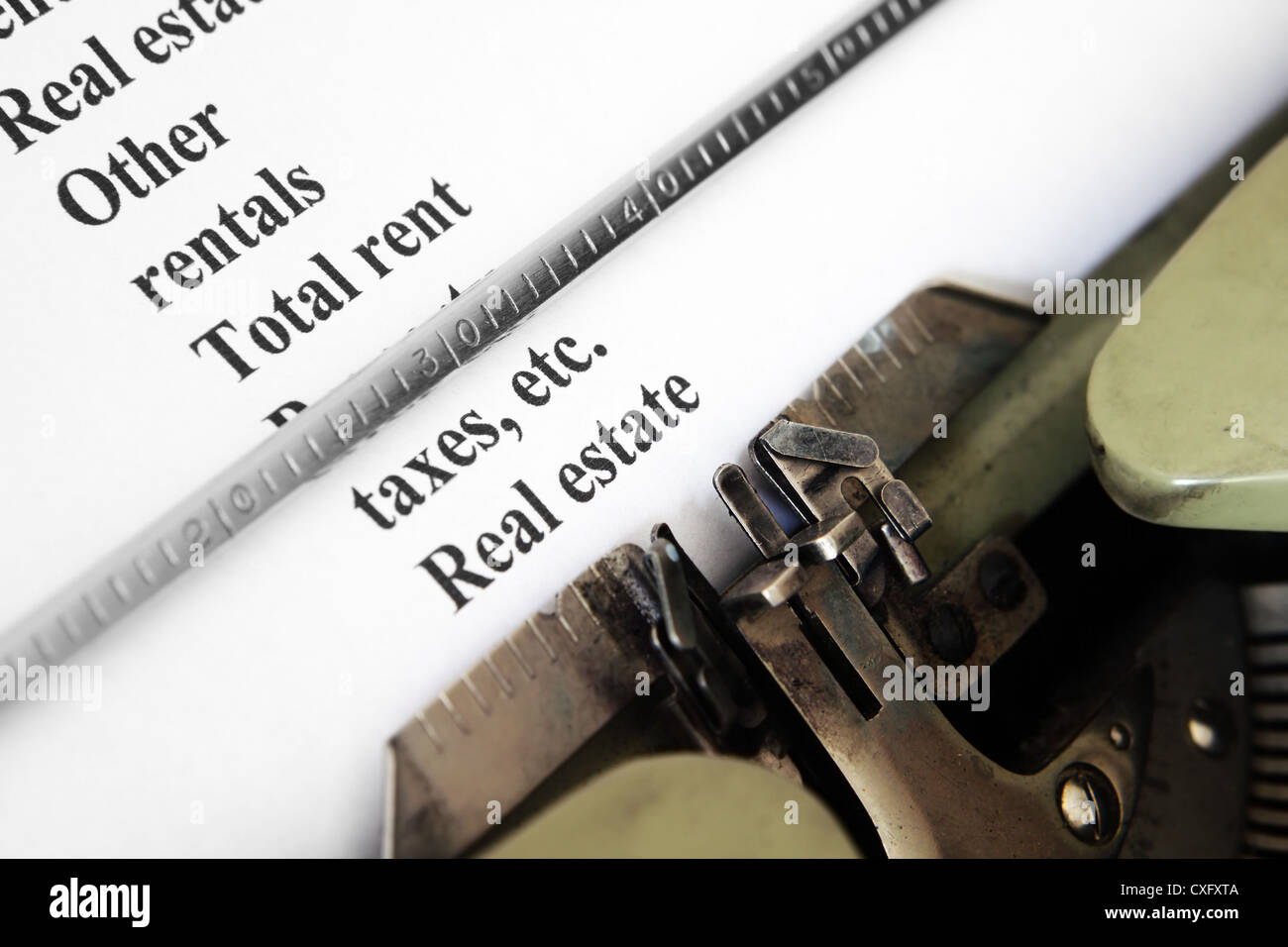 Document on typewriter Stock Photo - Alamy