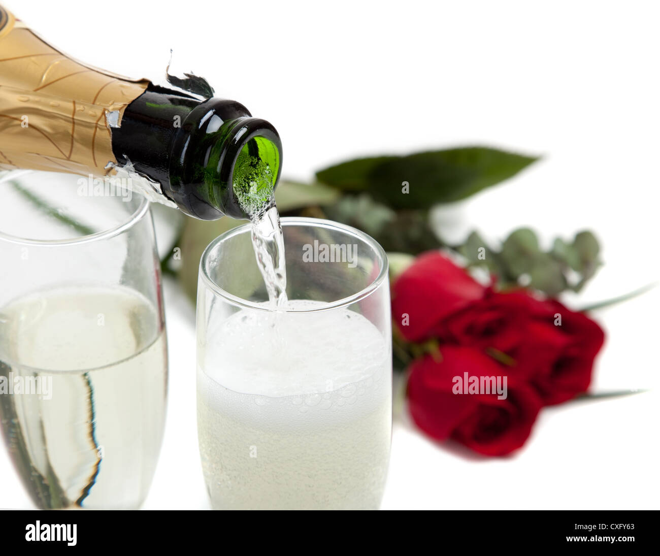 Champagne and roses Stock Photo - Alamy