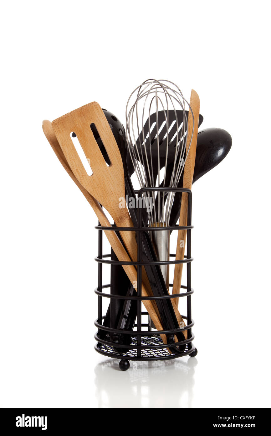 Cooking utensils on a white background Stock Photo - Alamy