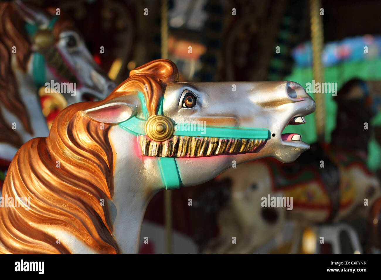 A close up of a horse on a carousel Stock Photo - Alamy