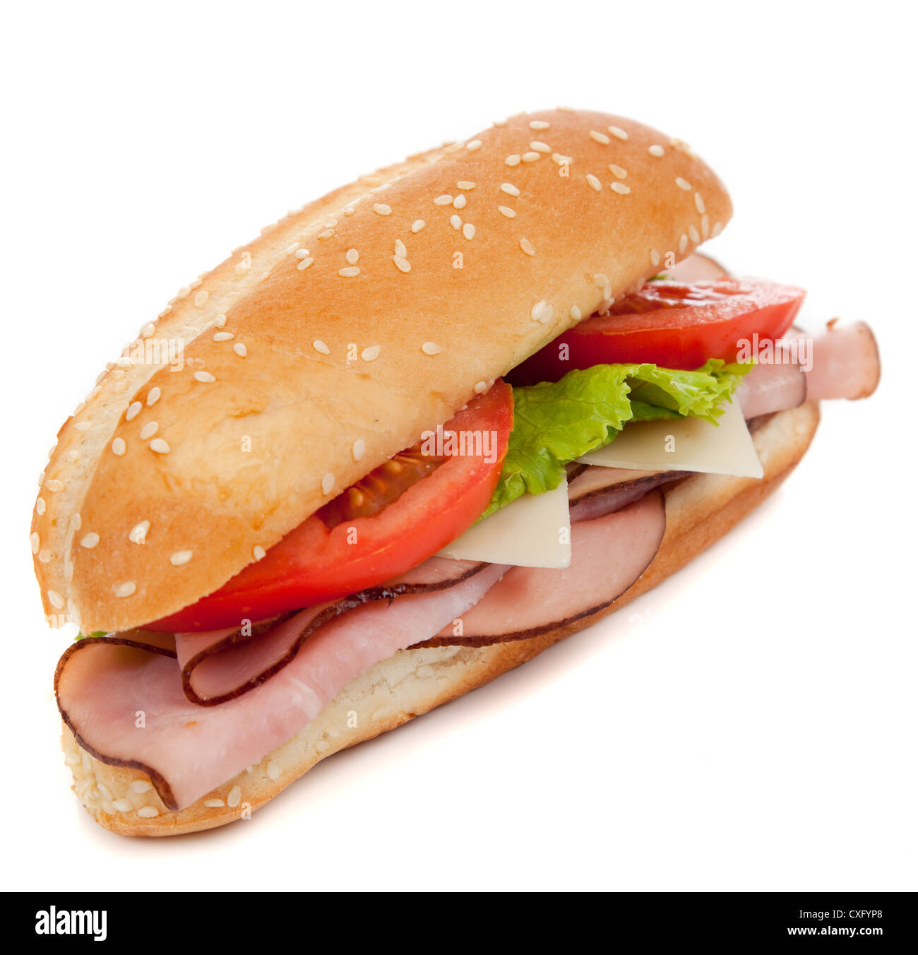 Ham sandwich on a white background Stock Photo - Alamy