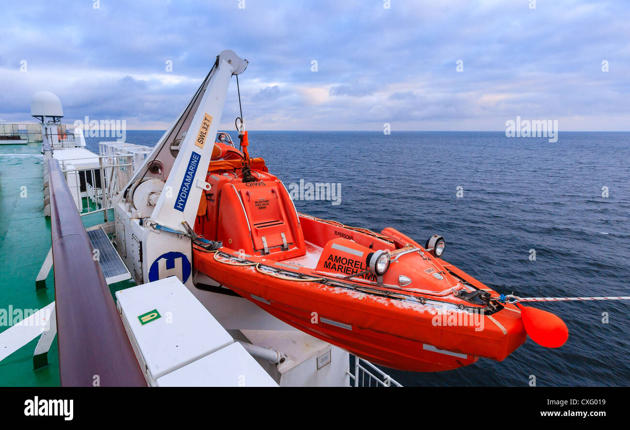 Lifeboat on a Ferry Stock Photo - Alamy