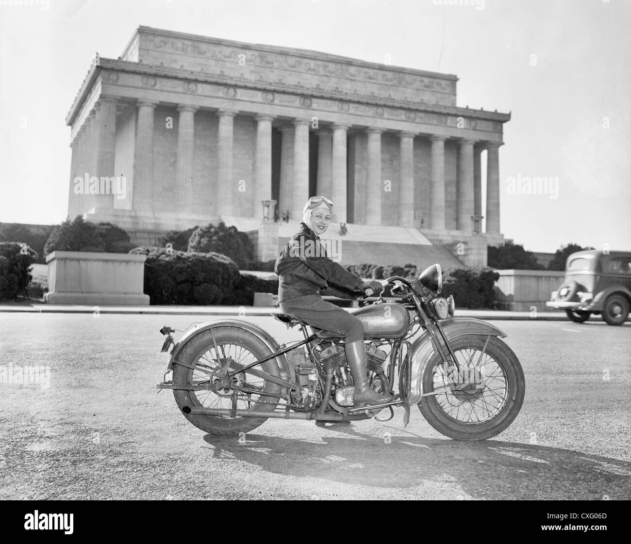 Motorbike girl motorcycle Black and White Stock Photos & Images - Alamy