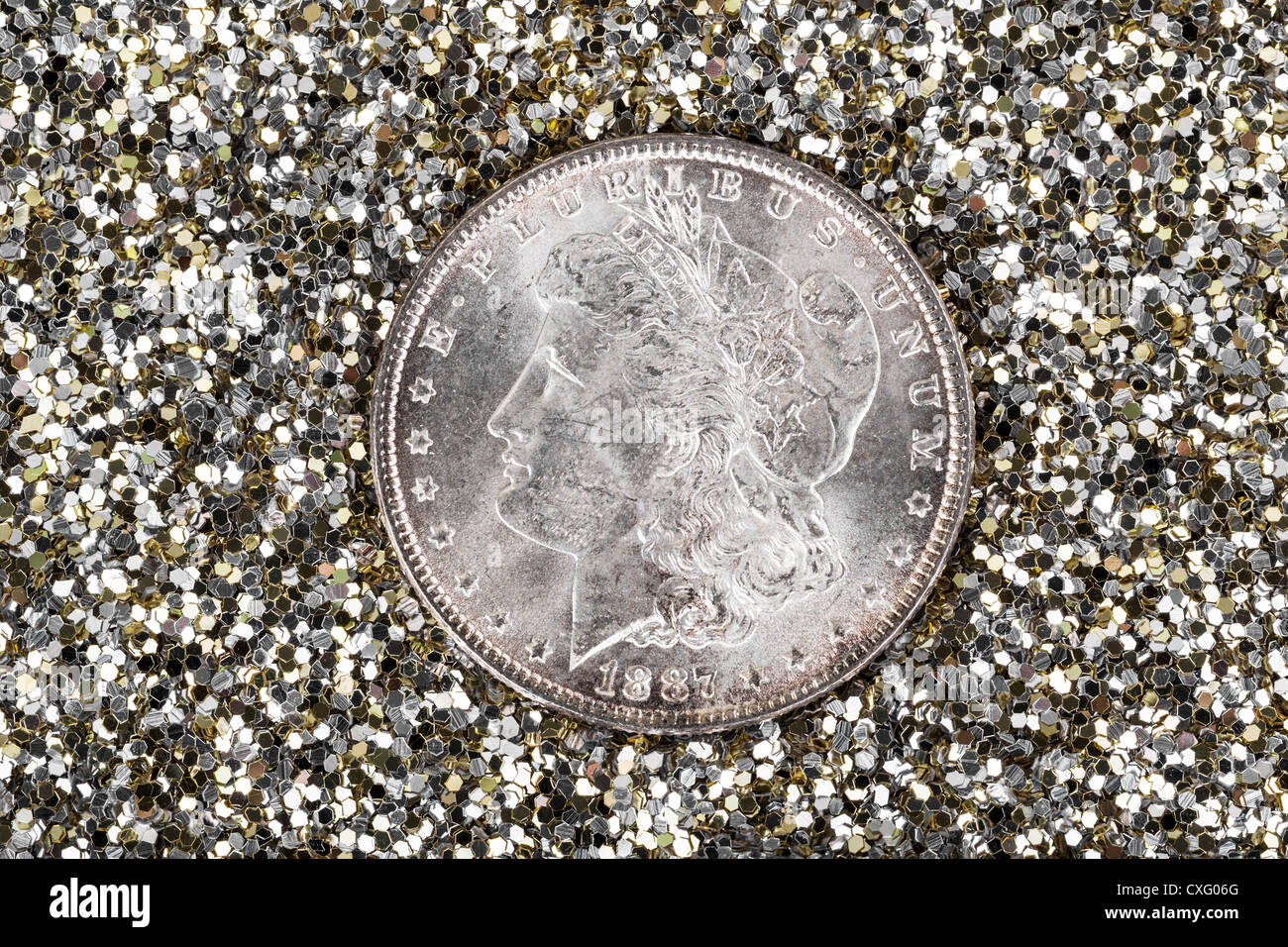 High Quality American Silver Dollar in Gold and Silver glitter ...