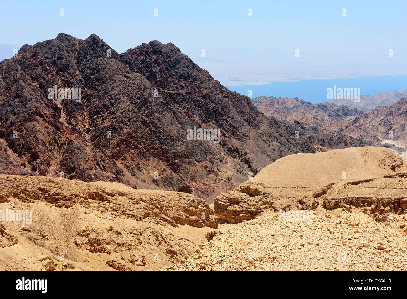 Multi-colored mountains in the south of Israel, the descent to the Gulf ...