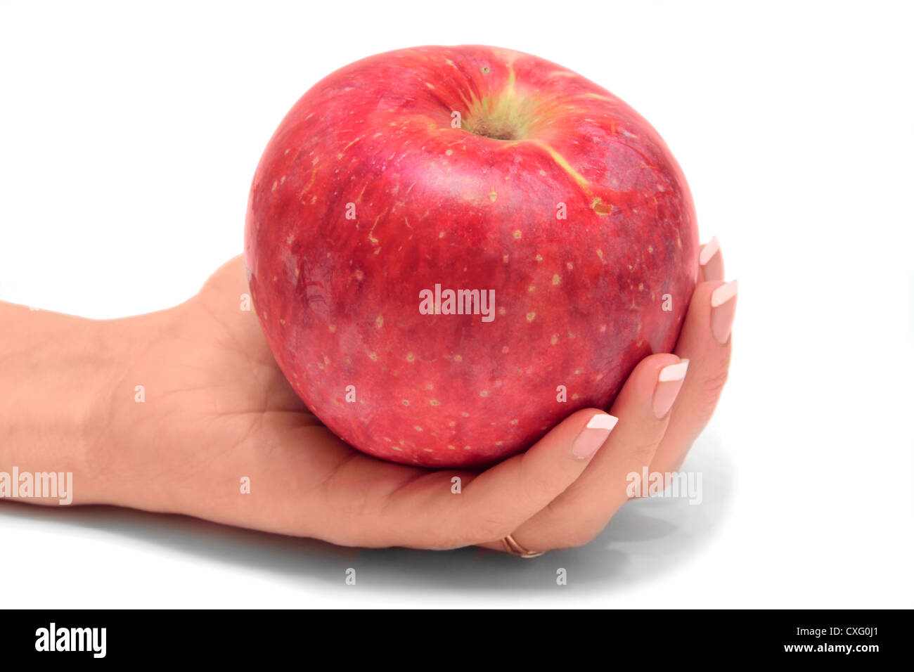 hand holding apple Stock Photo - Alamy