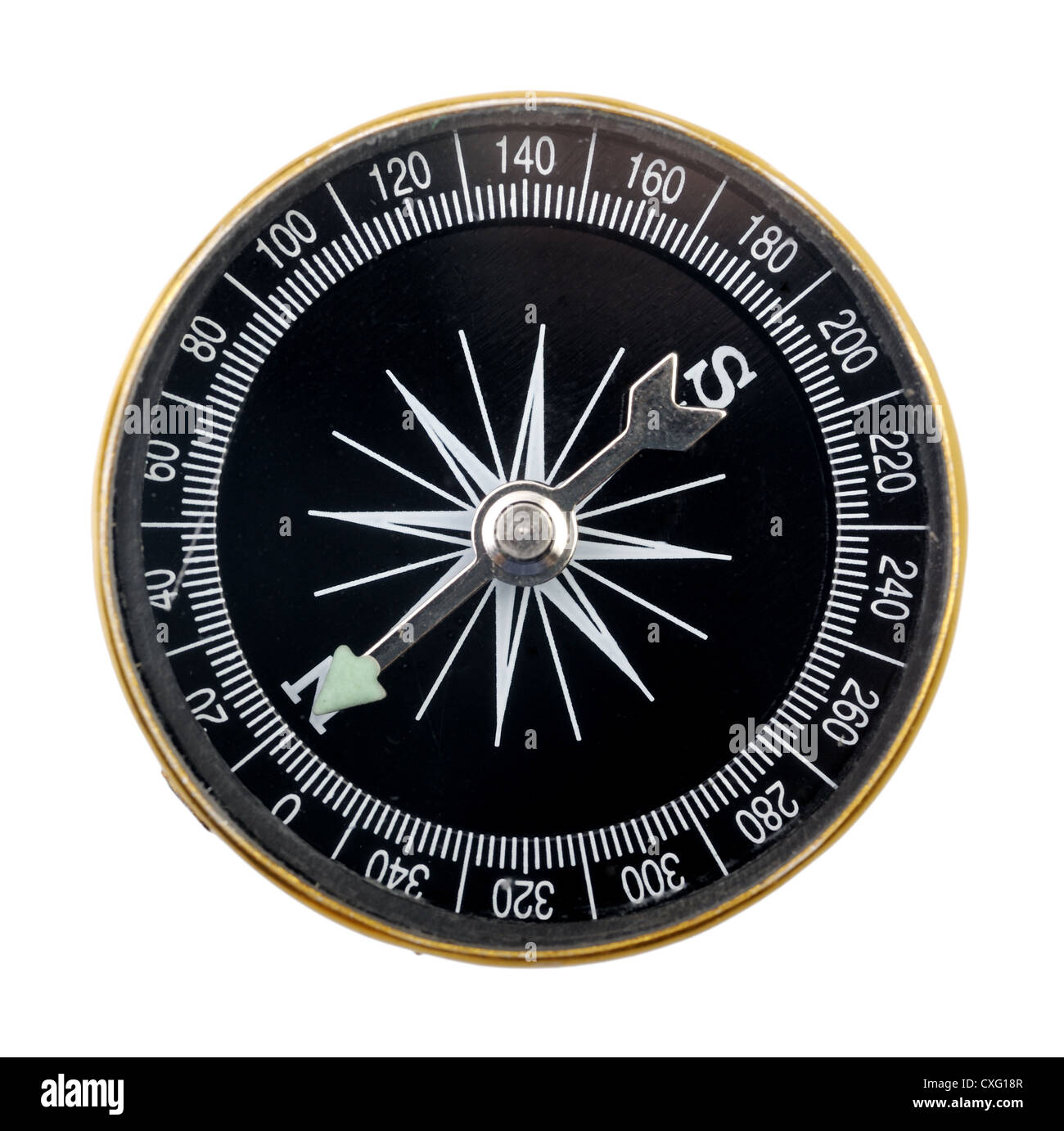 black compass with a metal arrow, isolated Stock Photo - Alamy
