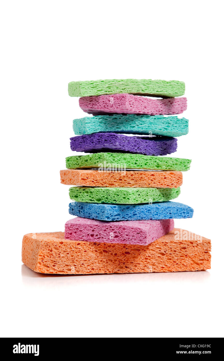 Stack of multicolored sponges Stock Photo - Alamy