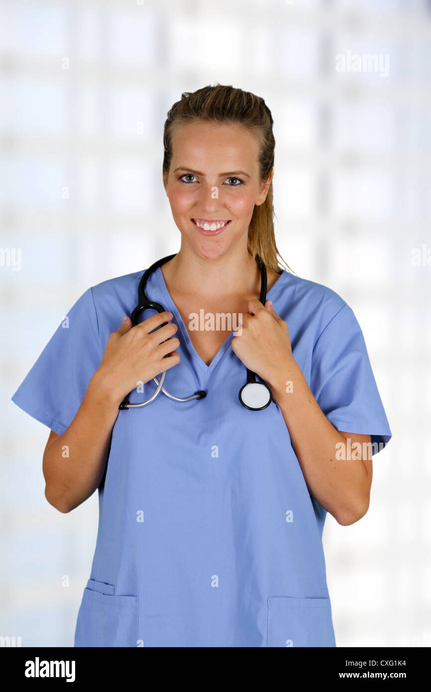 Young female nurse working in a hospital Stock Photo - Alamy