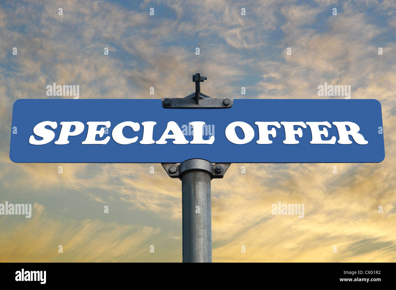 Special offer road sign Stock Photo - Alamy