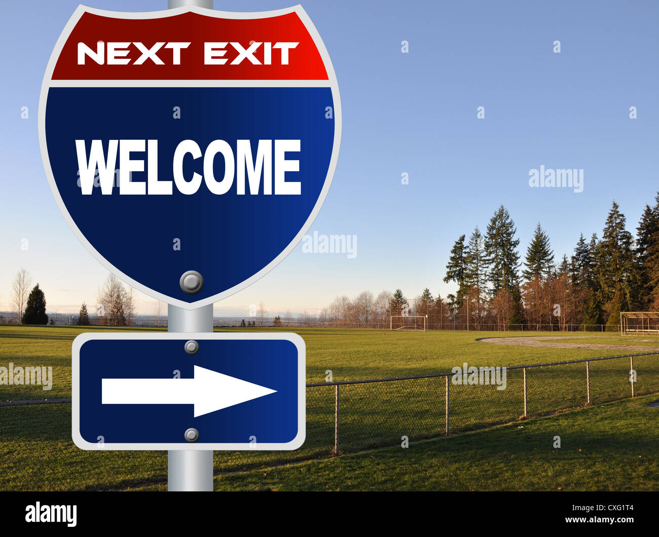 Welcome road sign Stock Photo - Alamy