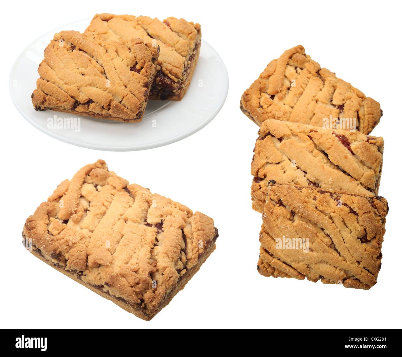 Set of photos of brown sweet cookies, isolated Stock Photo - Alamy