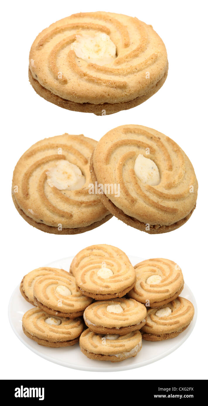 Set of photos of brown sweet cookies, isolated Stock Photo - Alamy