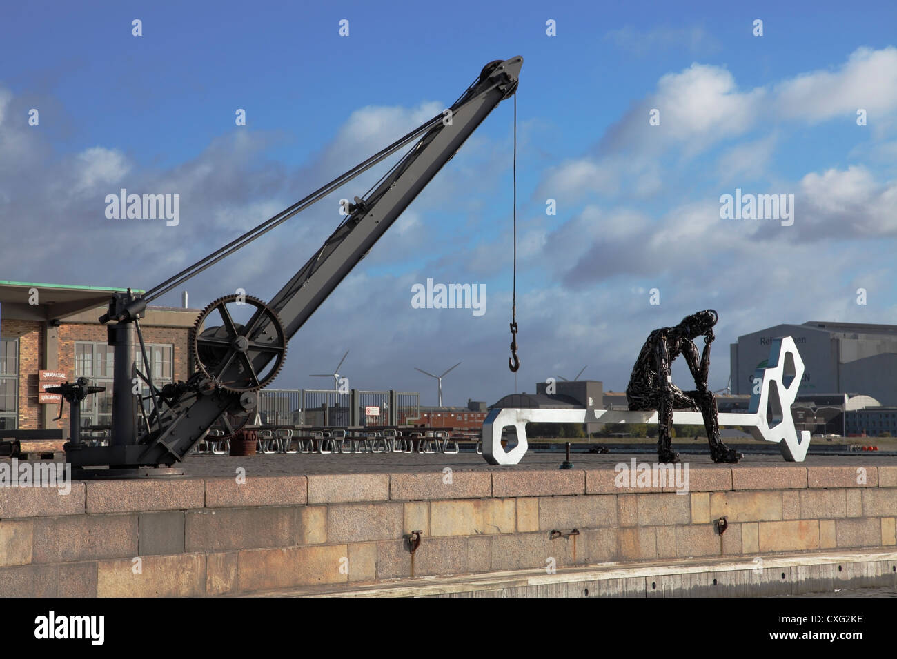 The sculpture "Zinkglobal, the key to the future" beside the old ...